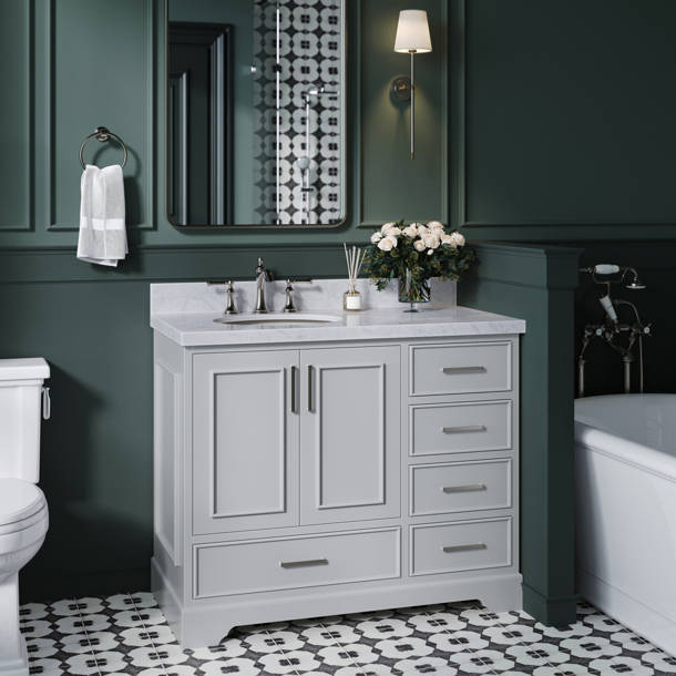 Winston Porter Peighten 43 Single Bathroom Vanity With White Quartz